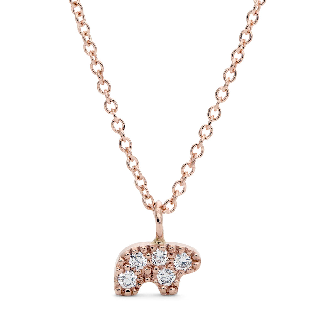 Rose Gold Pave Tiny Bear Pendant – The Golden Bear